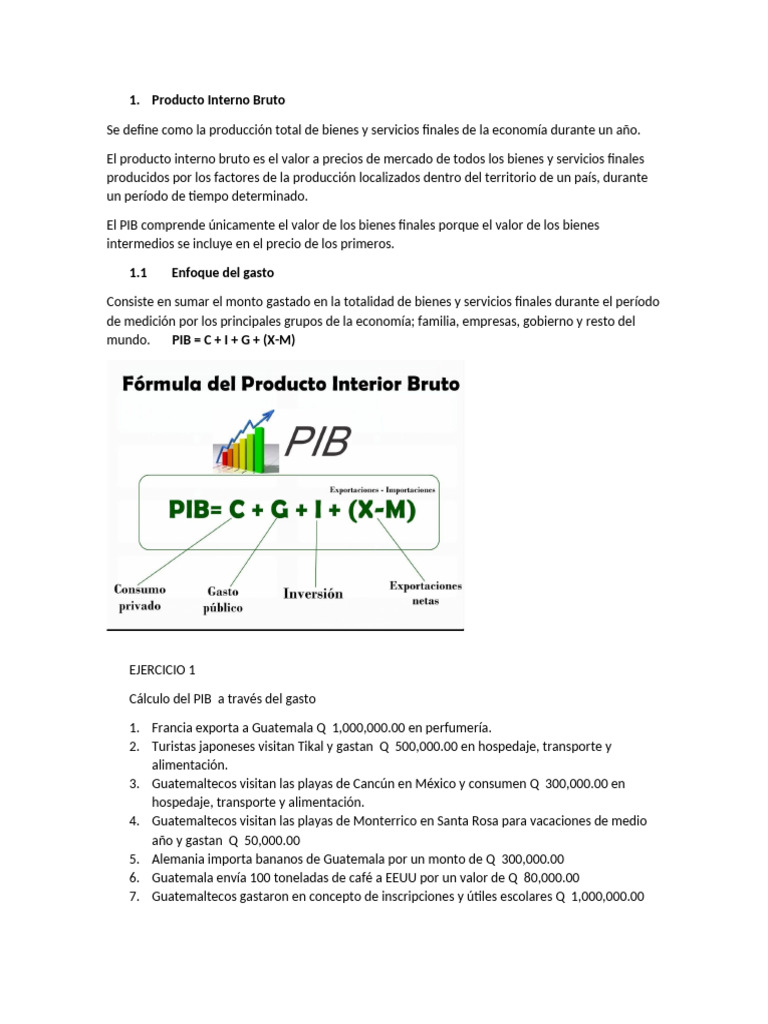 Pib Medici N Enfoque Del Gasto Ejercicio 1 | PDF | Finanzas y dinero