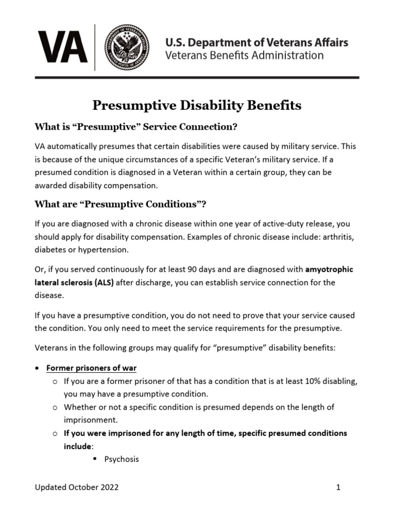 VA Presumptive Disability Benefits Guide | PDF | Respiratory Diseases ...