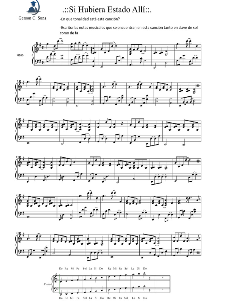 Ejercicio Ubicacion Notas Clave de Sol y Fa | PDF