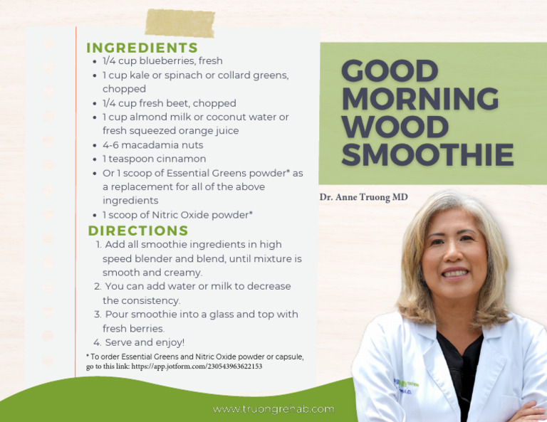 Nitric Oxide Smoothie Recipe by Dr. Truong | PDF | Cooking, Food & Wine
