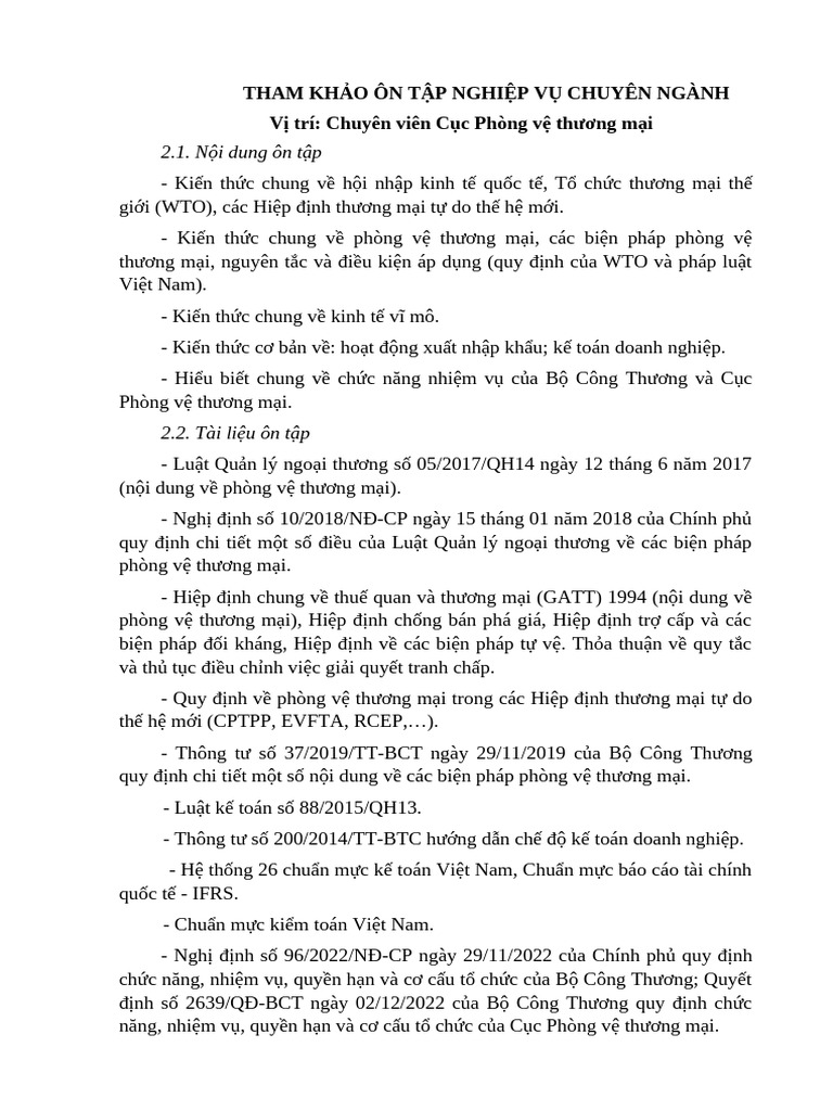 Tham Khảo Ôn Tập Vòng 2 Cục PVTM | PDF