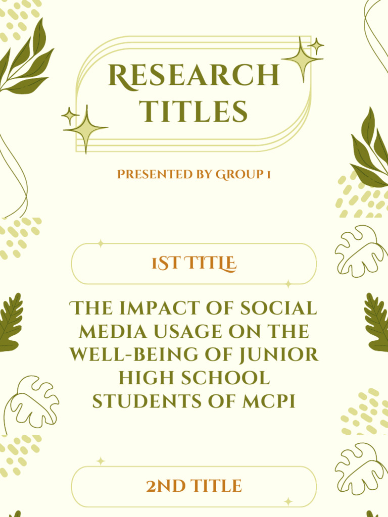 Research Titles by Group 1 | PDF