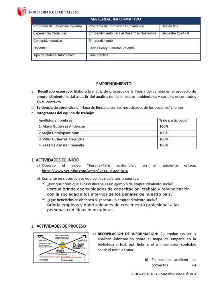EMP Grupo 4 Guía Práctica #02 | PDF | Iniciativa empresarial | Cognición