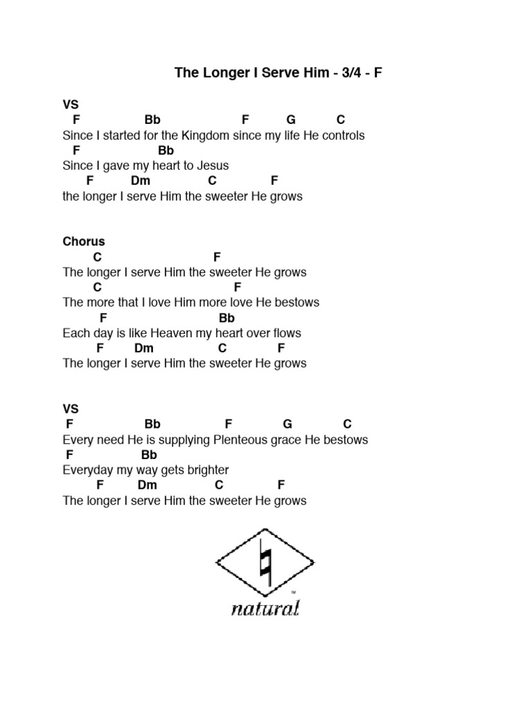 The Longer I Serve Him Lyrics & Chords | PDF