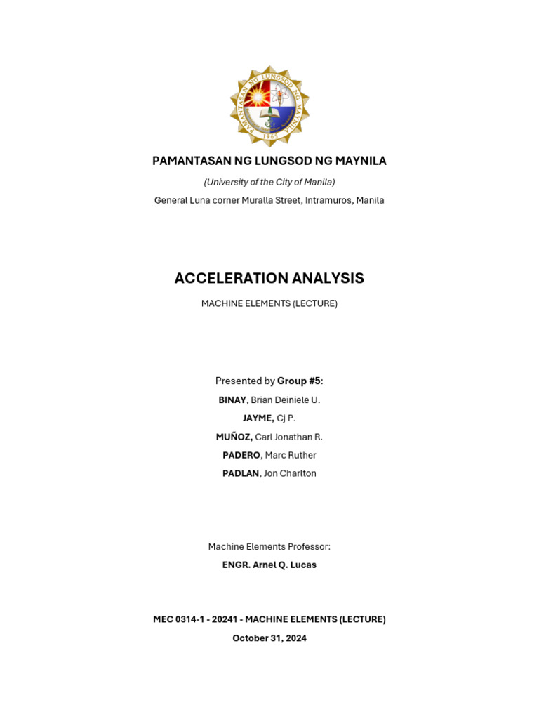 Written Report - Acceleration Analysis | PDF | Acceleration | Kinematics