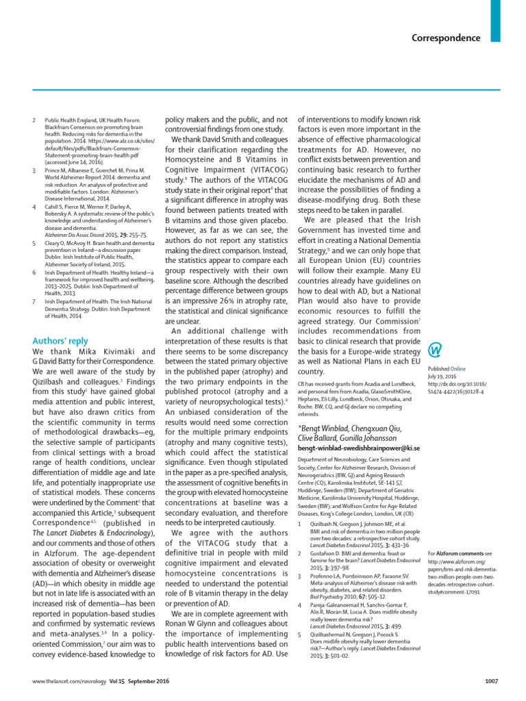 Evidence Based Prevention and Treatment of Dementi | PDF | Dementia ...