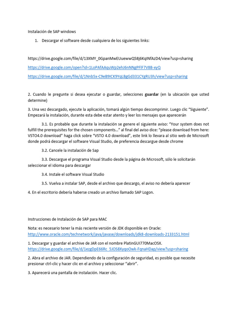 Guía de Instalación SAP Windows y Mac | PDF | Servidor (Computación ...