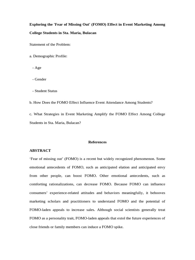 Exploring The 'Fear of Missing Out' (FOMO) Effect in Event Marketing ...