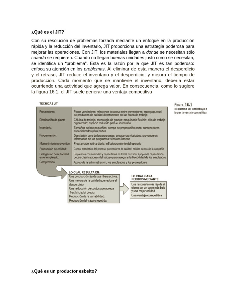 Qué Es El JIT Ejercicio #1 | PDF | Lean Manufacturing | Economias