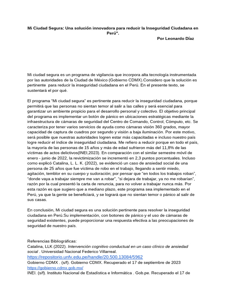 Versión Final TB1 - Leonardo Díaz | PDF | Temor | Ansiedad