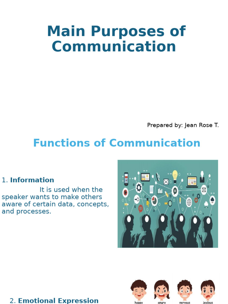 Main Purposes of Communication | PDF | Career & Growth | Self-Improvement