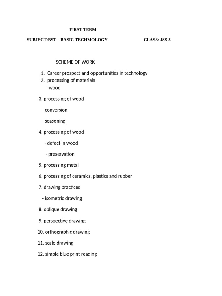 First Term JSS3 Basic Tech | PDF | Natural Rubber | Sintering