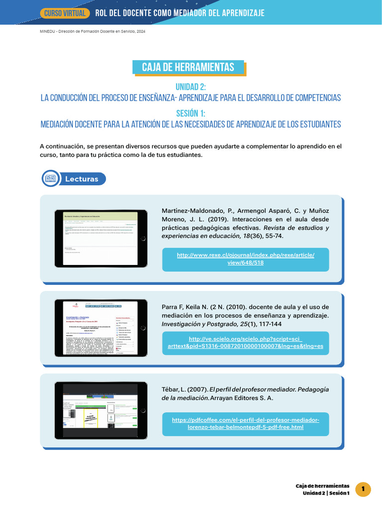 U2S1 RDMA Caja de Herramientas | PDF | Maestros | Enseñando