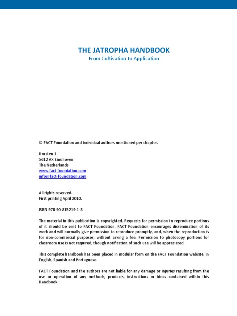FACT Foundation Jatropha Handbook 2010 | PDF | Plant Nursery | Seed