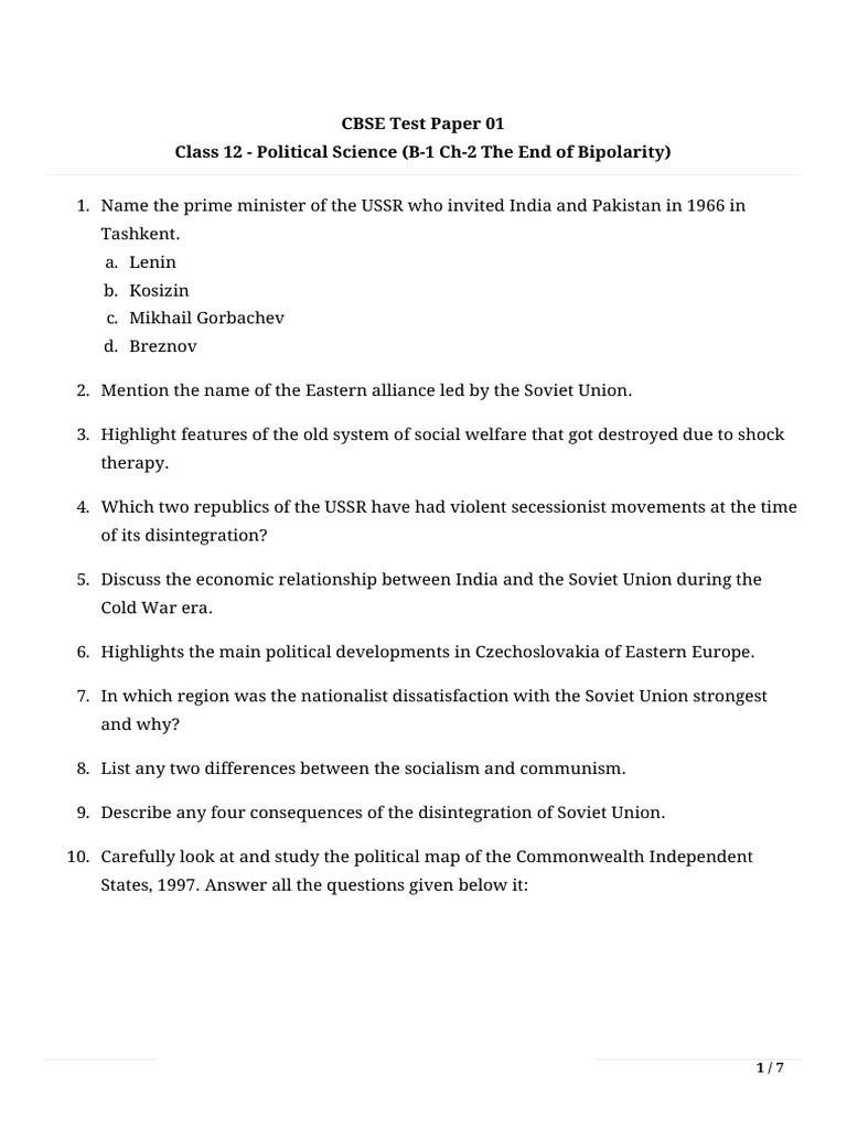 Worksheet 3 | PDF | Soviet Union | World Politics