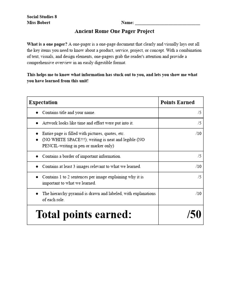 Ancient Rome One-Pager Guidelines | PDF | Writing | Human Communication