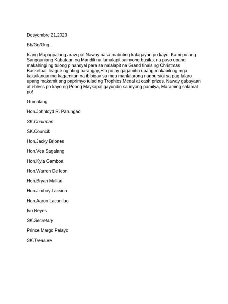 SK Letter | PDF