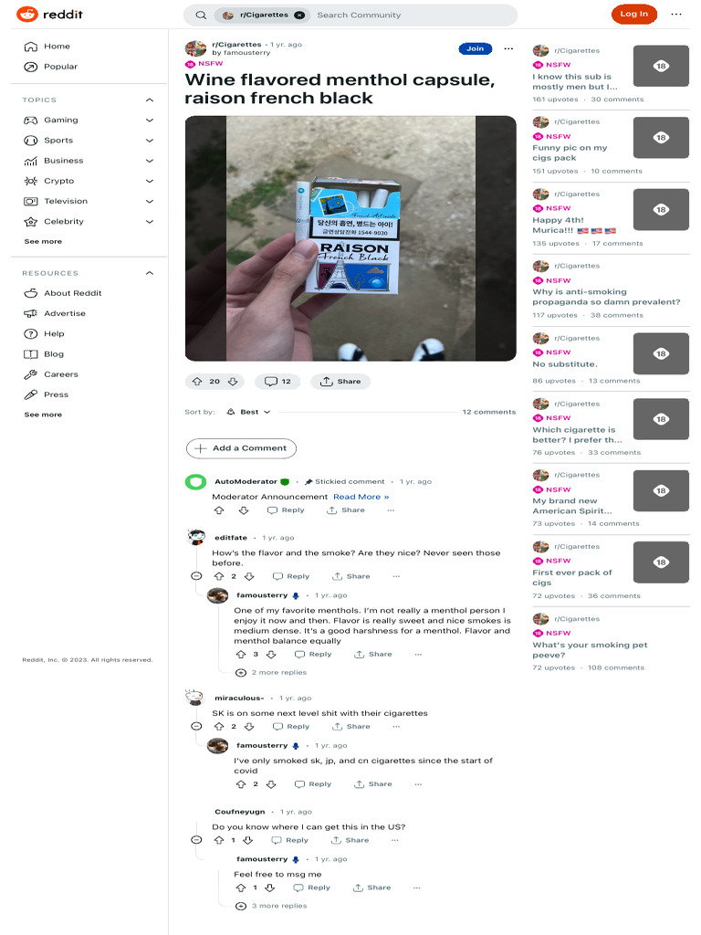 Wine Flavored Menthol Capsule, Raison French Black RCigarettes | PDF ...