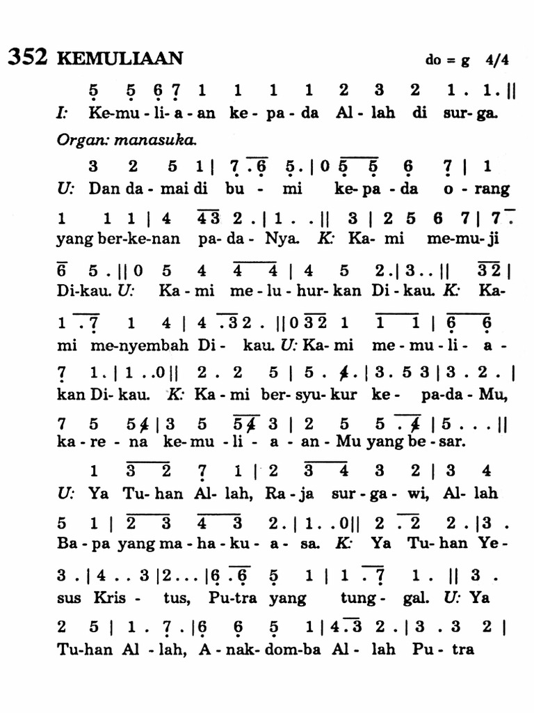 352 Kemuliaan (Misa Kita II) | PDF