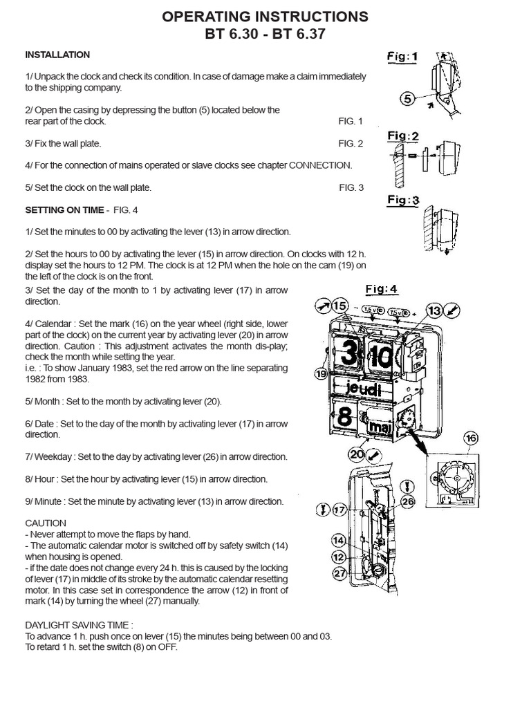 BODET-BT6.30-BT6.37 Operating Instructions | PDF | Clock | Electrical Engineering