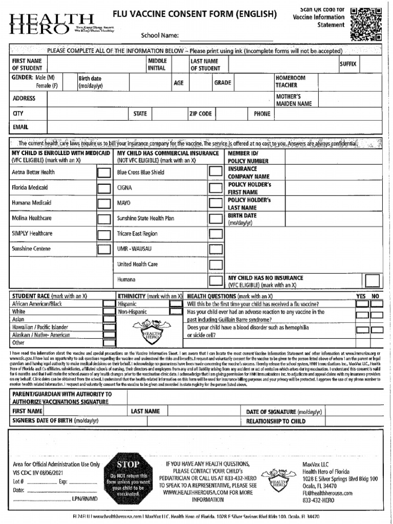 Flu Consent Forms | PDF