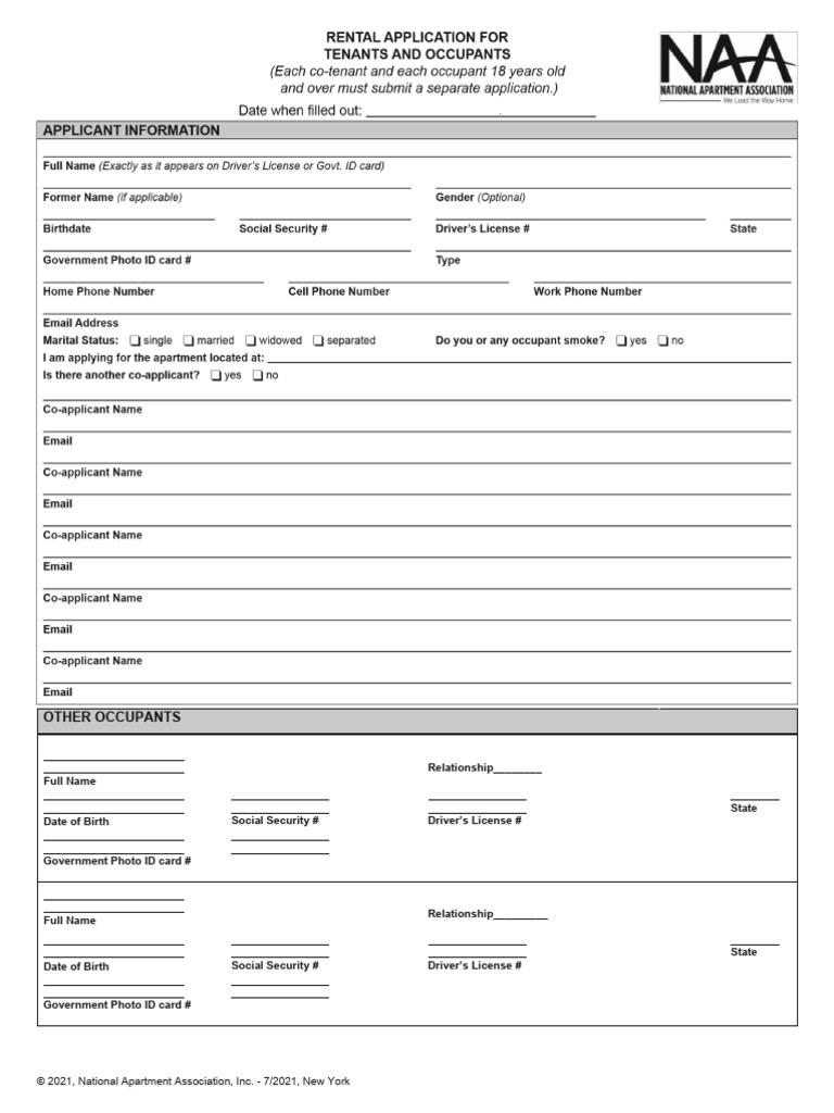 Apartment Occupant Information Form | PDF | Renting | Lease