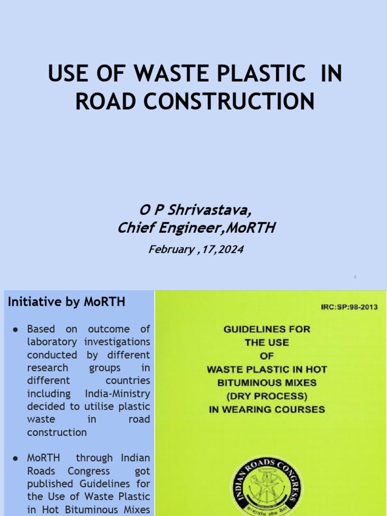 Plastic Waste Management Ministry of Road Transport and Highways 0 ...