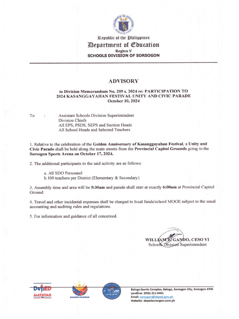 Advisory-10102024-DM-205-s.-2024 | PDF