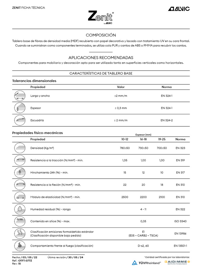 Ficha Tecnica Zenit 1 | PDF