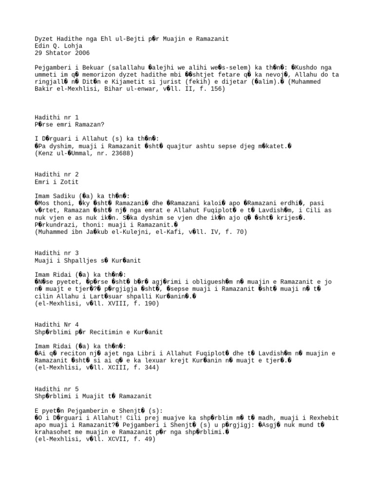 40 Hadithe Per Muajin Ramazan | PDF