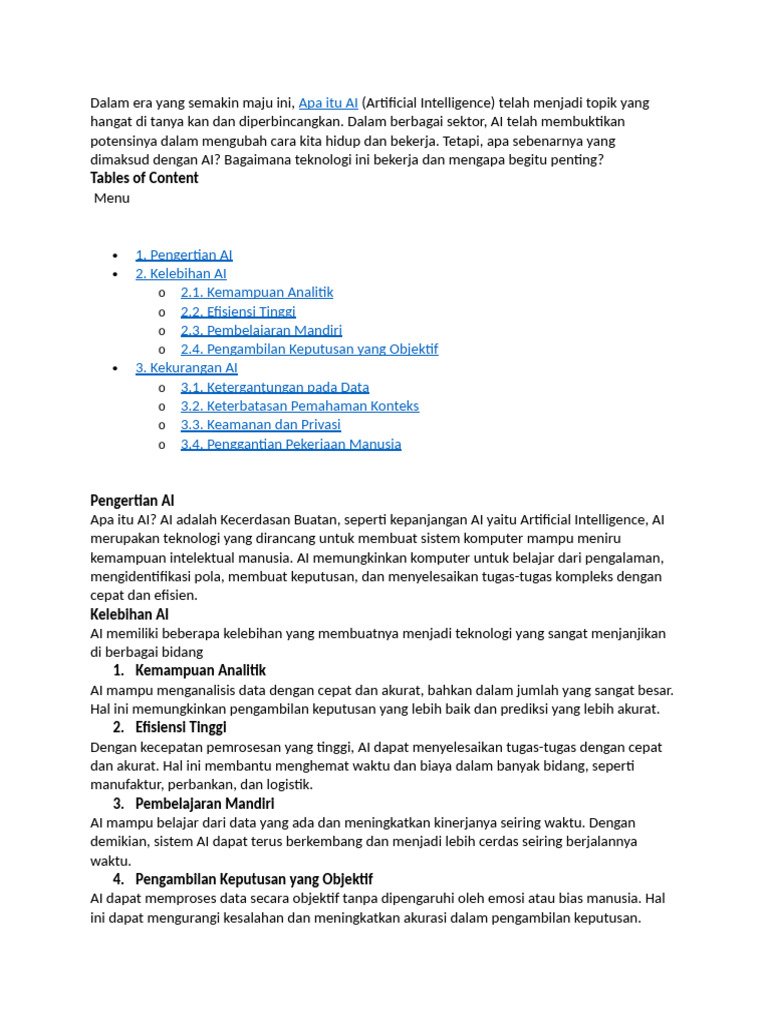 Apa Itu Artificial Intelligence (Ai) | PDF