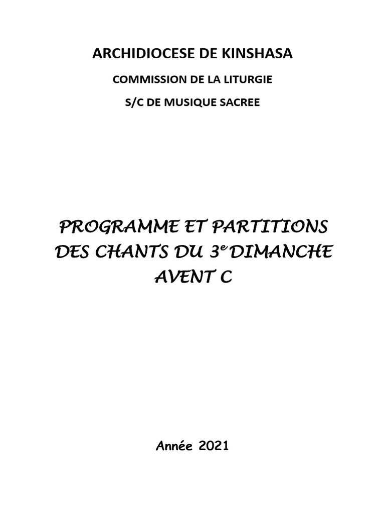 Programme & Partitions - Chants 3è Dimanche Avent C | PDF