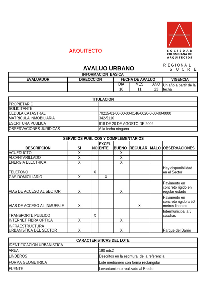 Avaluo | PDF | Garaje (Residencial) | Hormigón