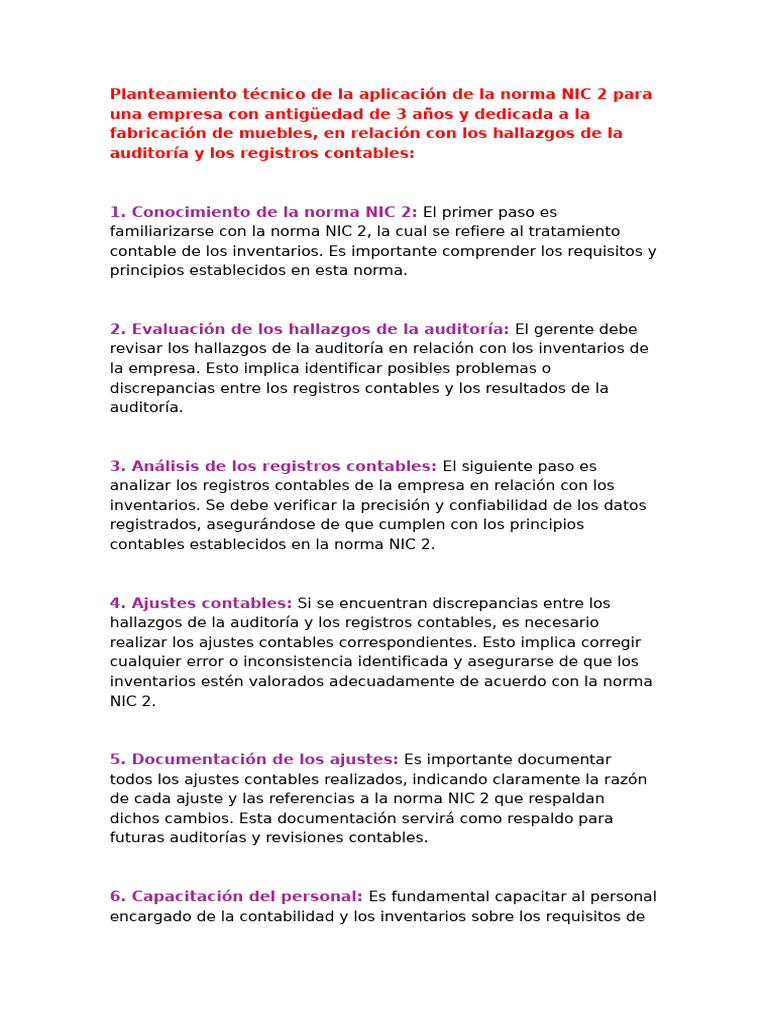 Aplicación de NIC 2 en Auditoría Contable | PDF | Auditoría | Contabilidad