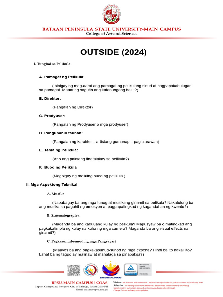 Gabay Sa Pagsusuri NG Pelikula at Guide Questions Finalnaito | PDF