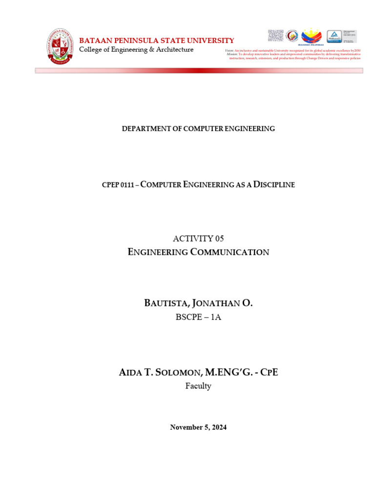 Act05 Engineering Communication | PDF | Communication | Engineering