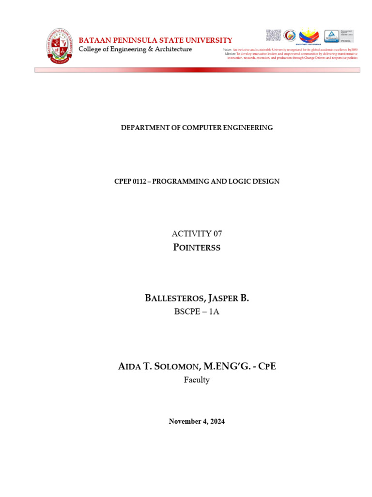 Activity 07 Pointers | PDF | Technology & Engineering