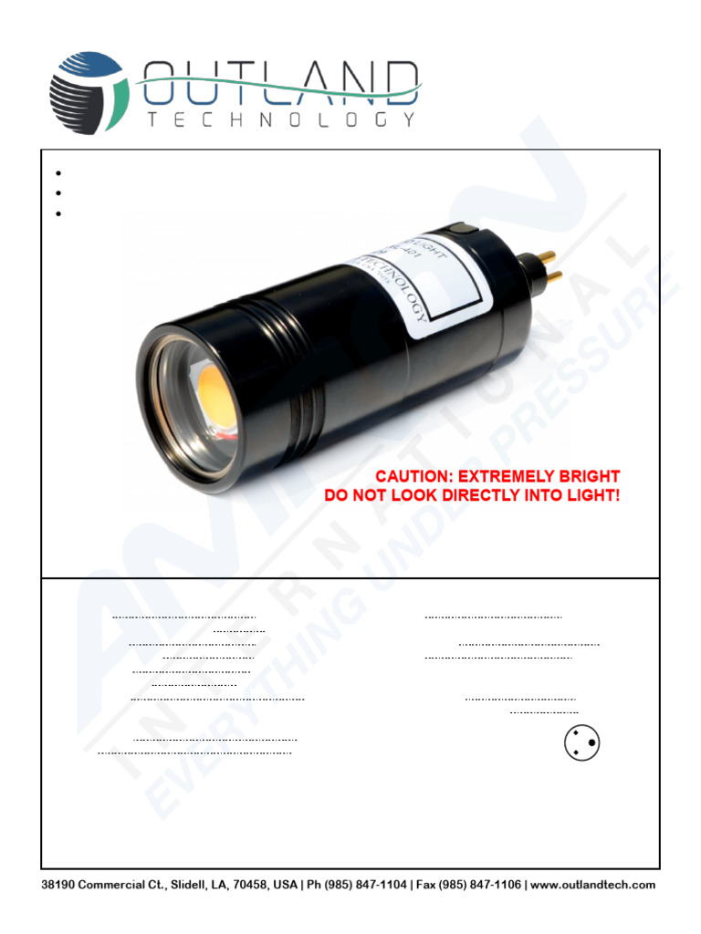 Outland Technology Uwl 401 Led Light Spec Sheet | PDF
