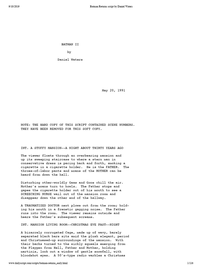 Batman Returns Script by Daniel Waters | PDF | Batman