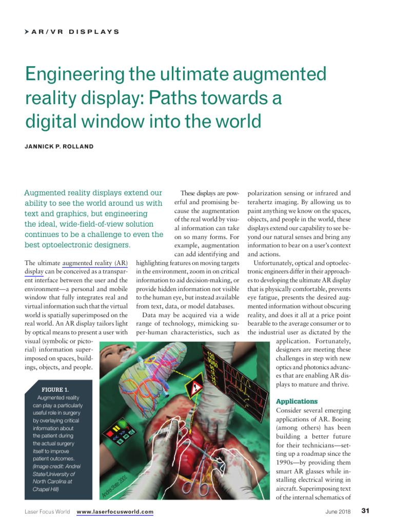 Engineering The Ultimate Augmented Reality Display - Paths Towards A Digital Window Into The ...