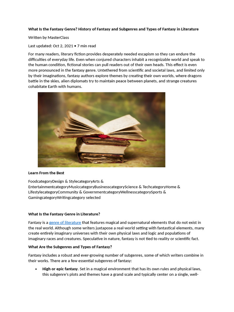 Fantasy Story | PDF | Fantasy | Fantasy Literature