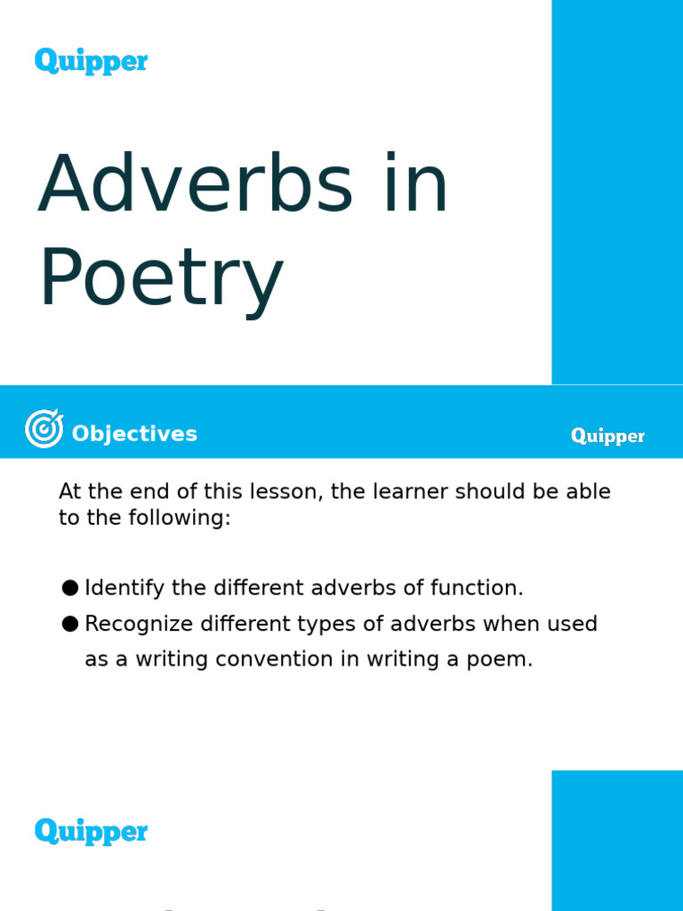 9 Adverbs in Poetry A | PDF | Adverb | Verb