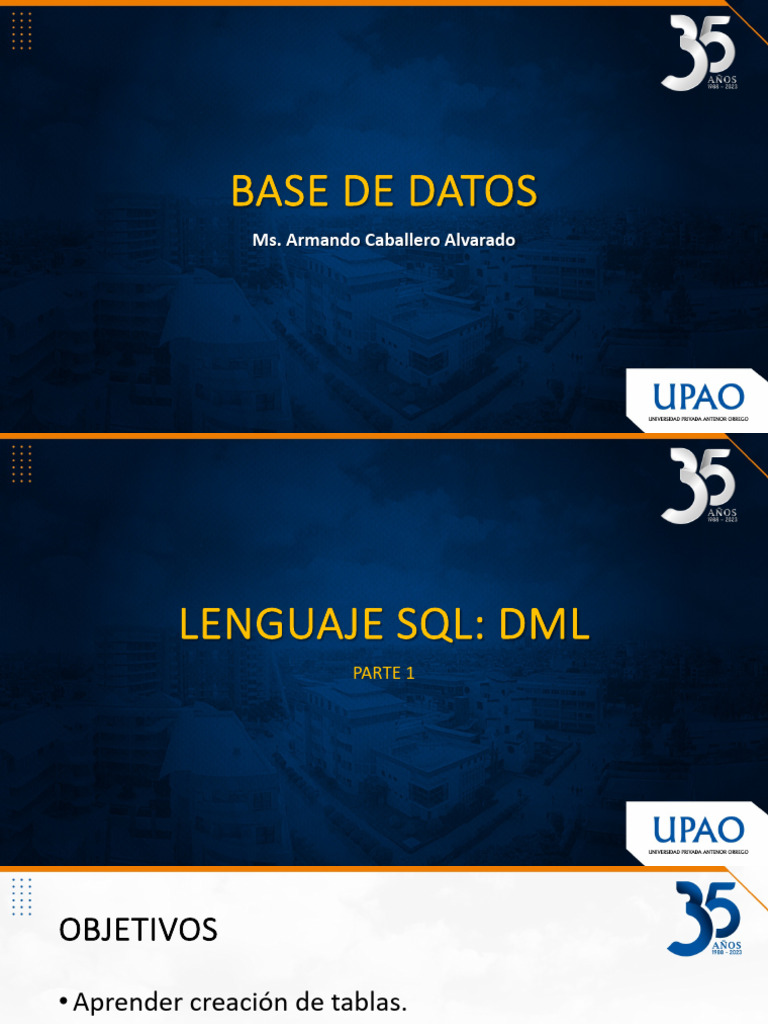 Introducción al Lenguaje SQL DML | PDF | SQL | Bases de datos