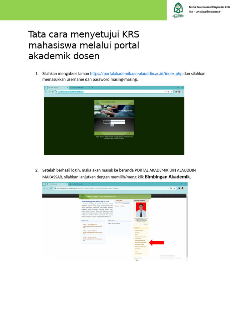 Tata Cara Penyetujuan KRS Mahasiswa Melalui Portal Akademik Dosen | PDF | Karier & Perkembangan ...