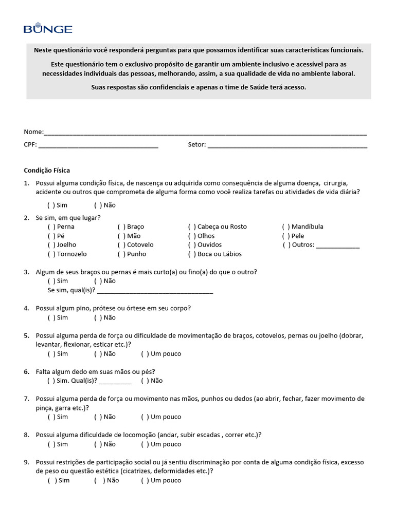 Questionário de Avaliação Funcional e Inclusão | PDF | Transtorno de ...