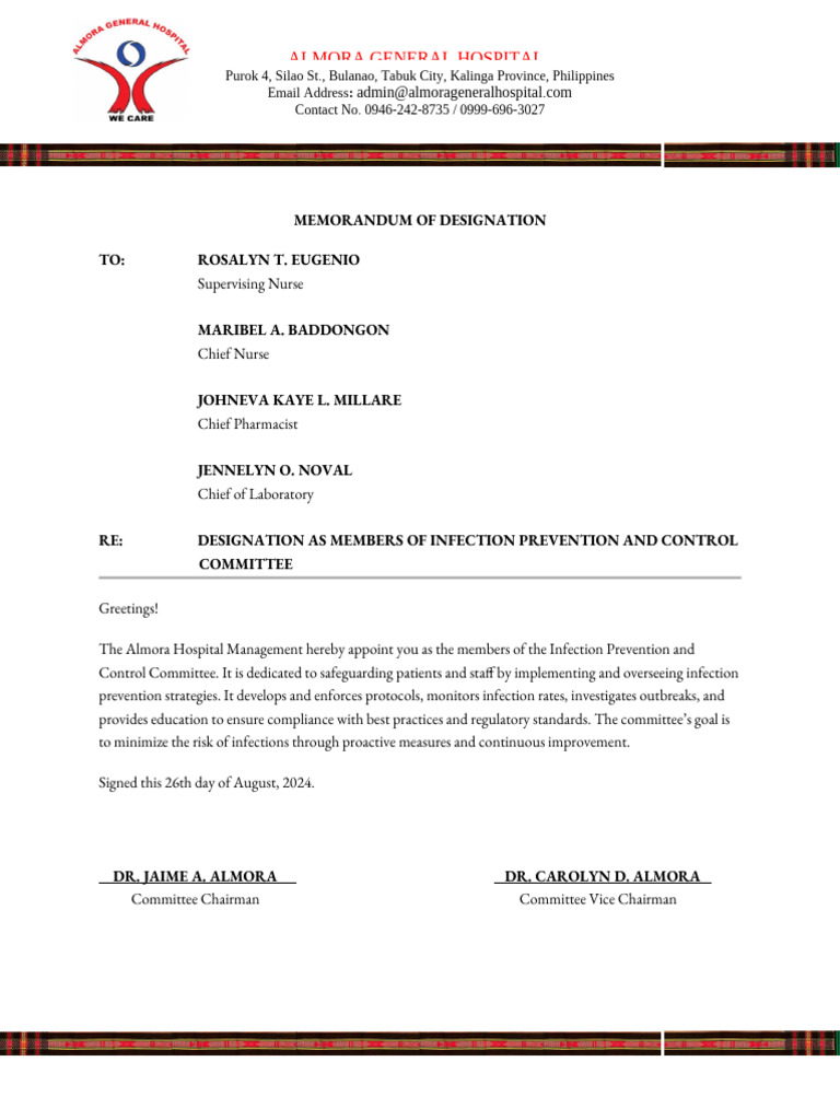 Infection Control Committee Memo | PDF