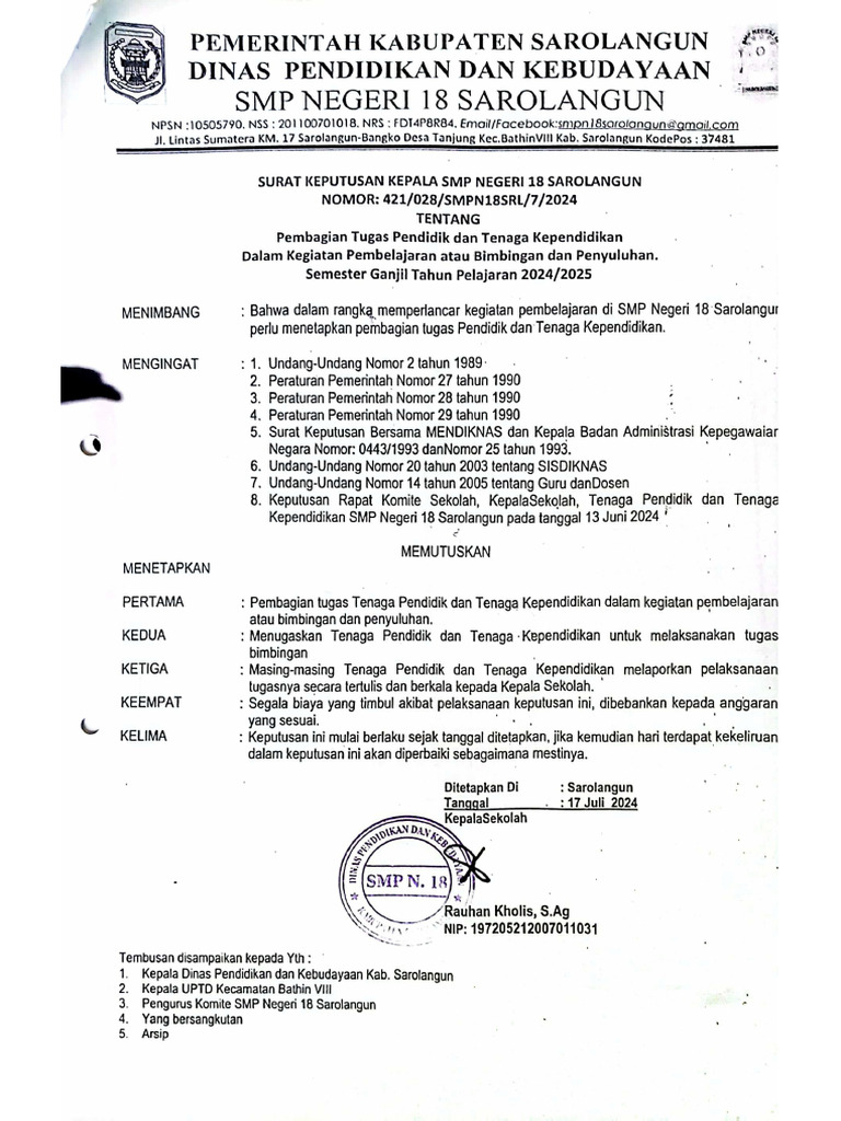 SK Wakil Kepala | PDF