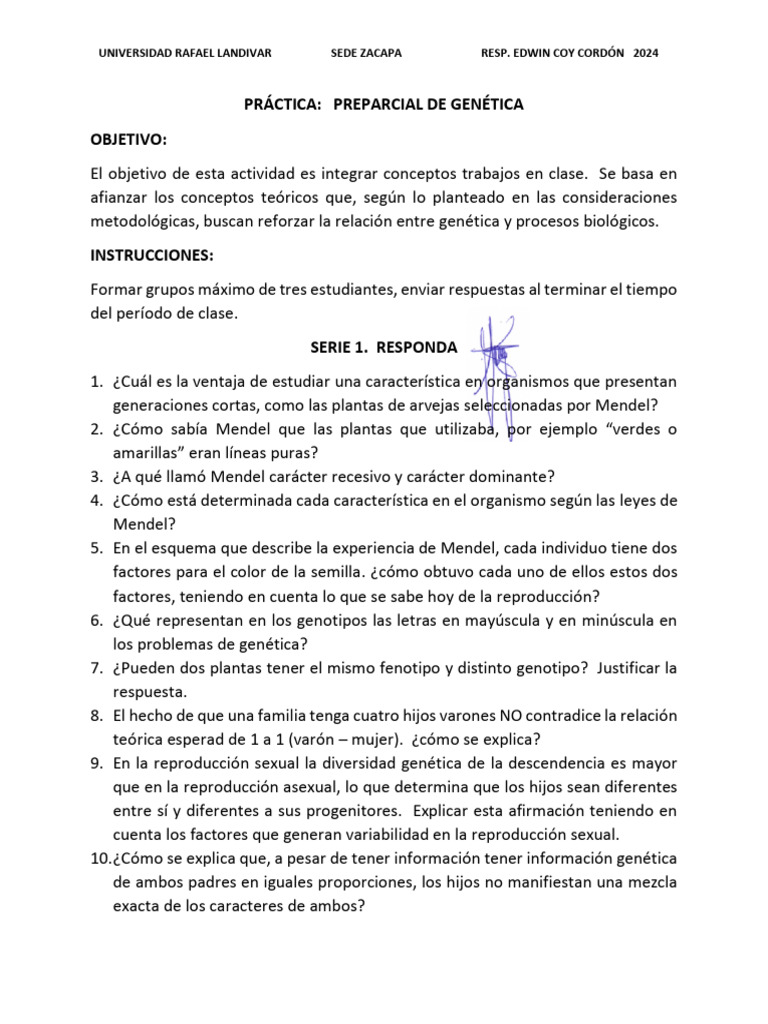 Práctica de Genética: Cruzamientos y Conceptos | PDF | Dominancia ...