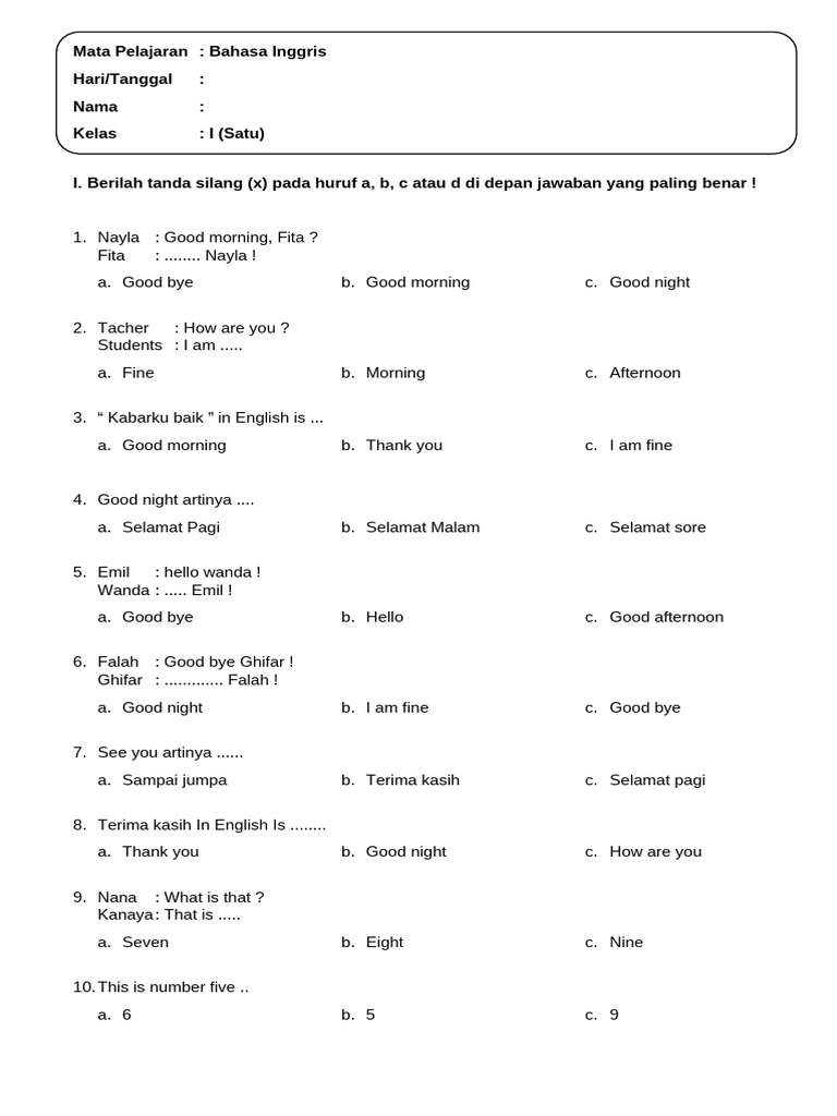 Soal Cetak Besok | PDF | Kajian Bahasa Asing
