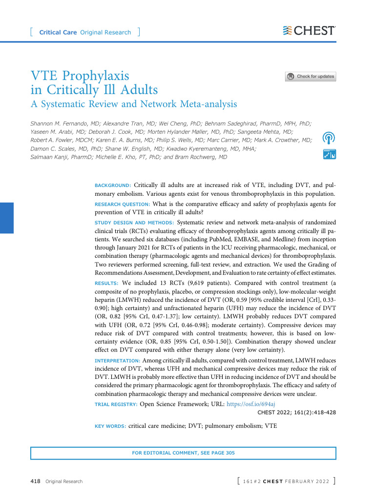DVT Prophylaxis | PDF | Medicine | Clinical Medicine
